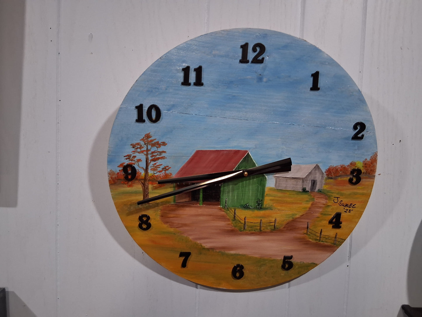 Clock with Fall country scene – Lakeside Gallery